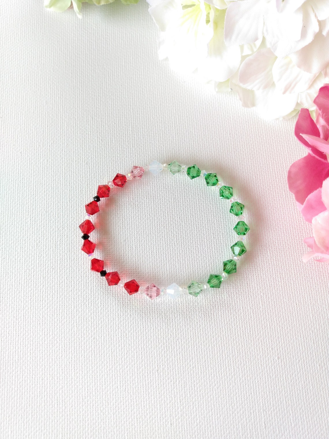 Swarovski Crystal Watermelon Stretch Handmade Bracelet Woman | Etsy