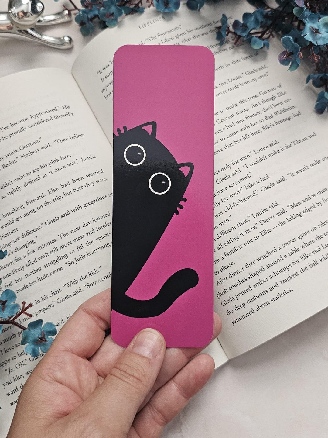 Kawaii Black Cat Bookmark, Black Cat Bookmark, Void Cat Bookmark Cute ...