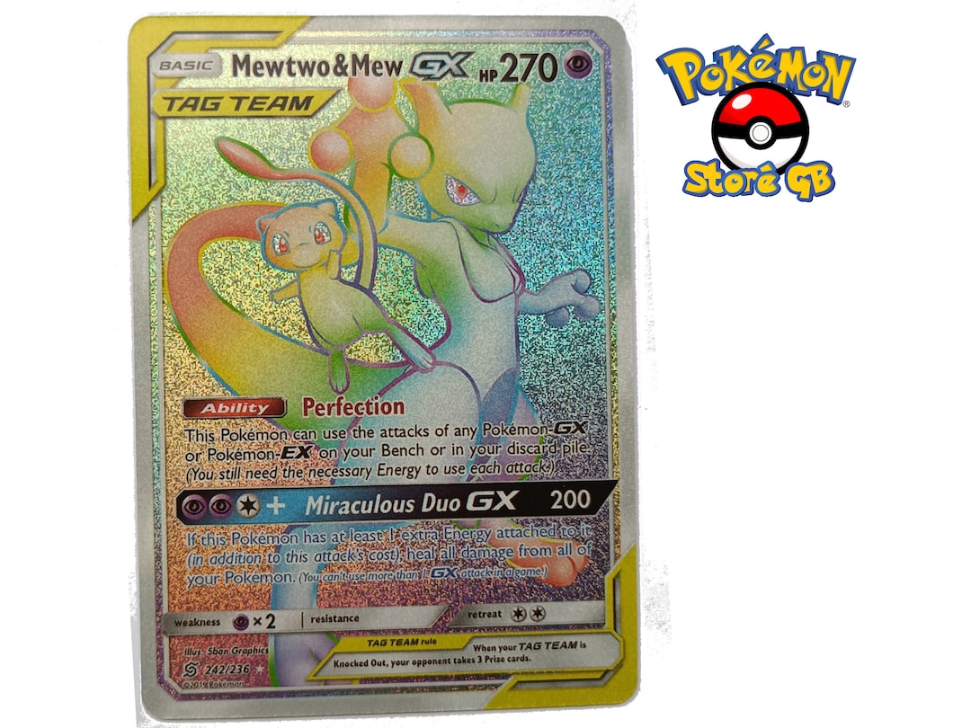 Mewtwo & Mew GX Rainbow Gold Metal Pokemon Card Collectible Gift ...
