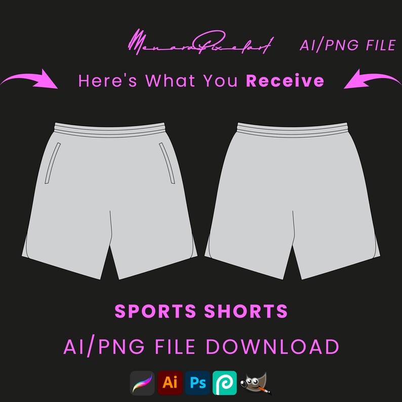 Sports Shorts Vector Mockup Pack: Streetwear Clothing Templates (AI ...