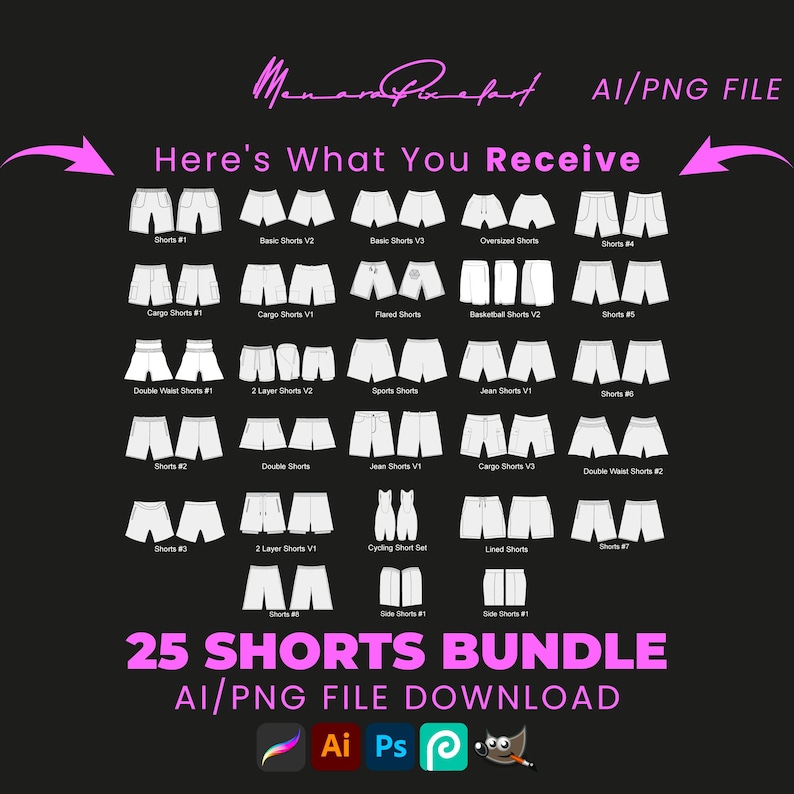 25 Shorts Streetwear Vector Mock up Pack Mockups Clothes Brands Tech ...