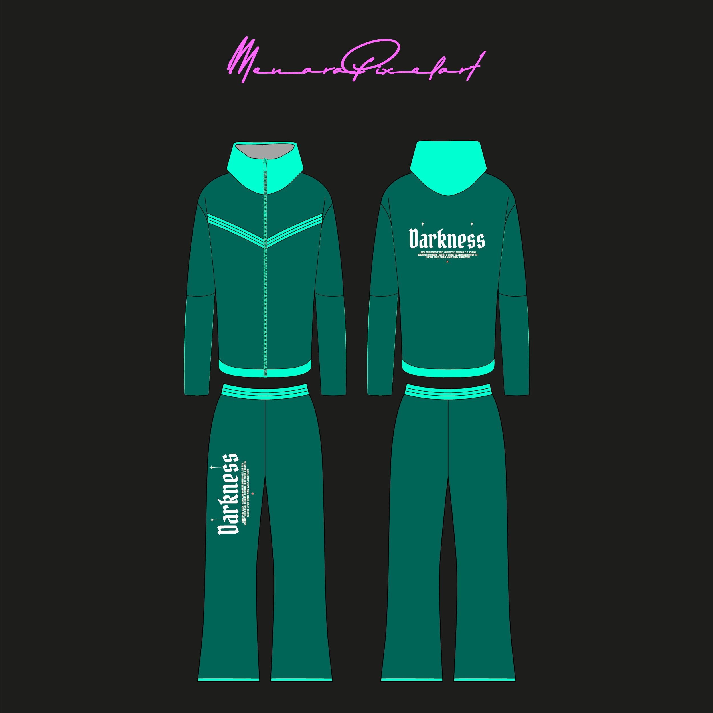 Tracksuit V5 Basic Flare Pant With Tech Jacket Streetwear Vector Mockup ...