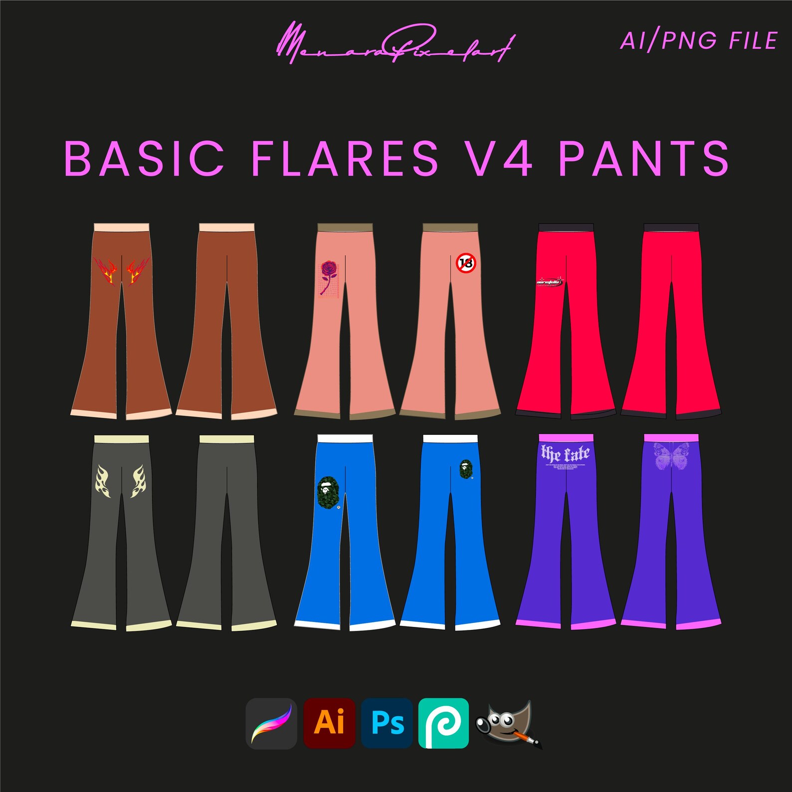 Flare Sweatpant Mockup: Streetwear Vector Tech Pack (AI & PNG Files) - Etsy