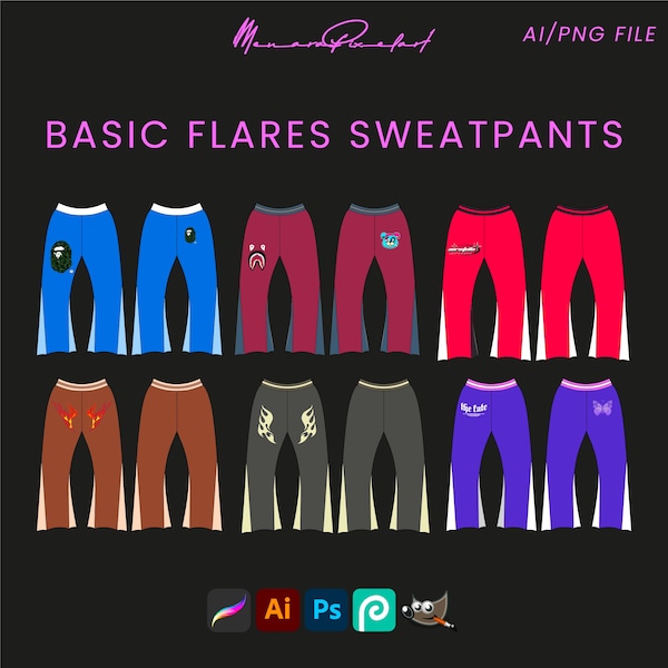 Flared Sweatpants Mockup - Etsy