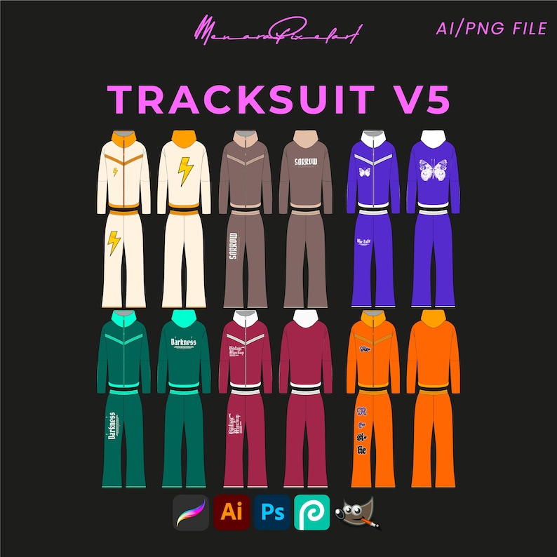 Tracksuit V5 Basic Flare Pant With Tech Jacket Streetwear Vector Mockup ...