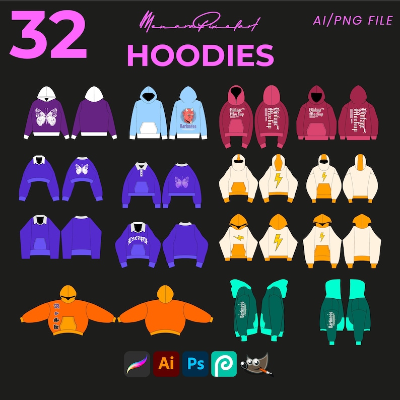 280 Streetwear Vector Mock up Pack Mockups Clothes Brands Tech Pack ...