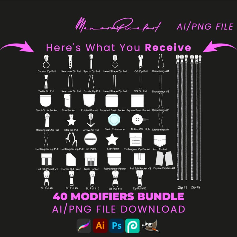 40 Modifiers Attachments Pack Streetwear Vector Mockup Pack Streetwear ...