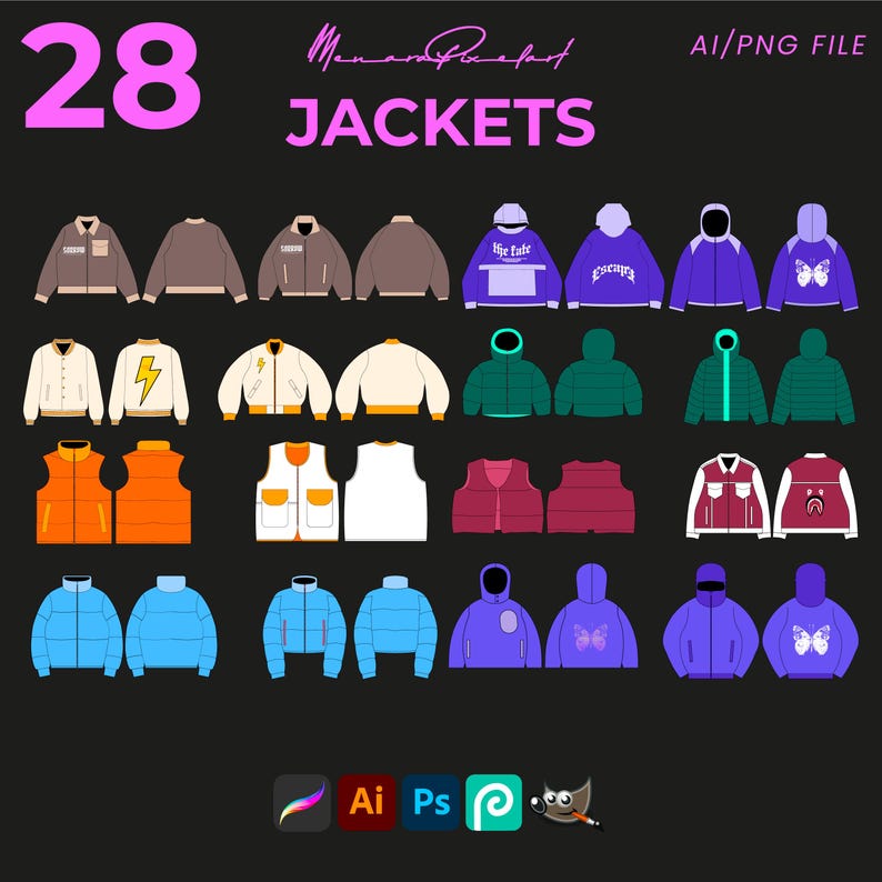 280 Streetwear Vector Mock up Pack Mockups Clothes Brands Tech Pack ...