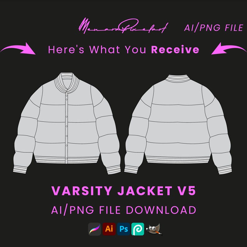 Varsity Jacket V5 Streetwear Vector Mock up Pack Mockups Clothes Brands ...