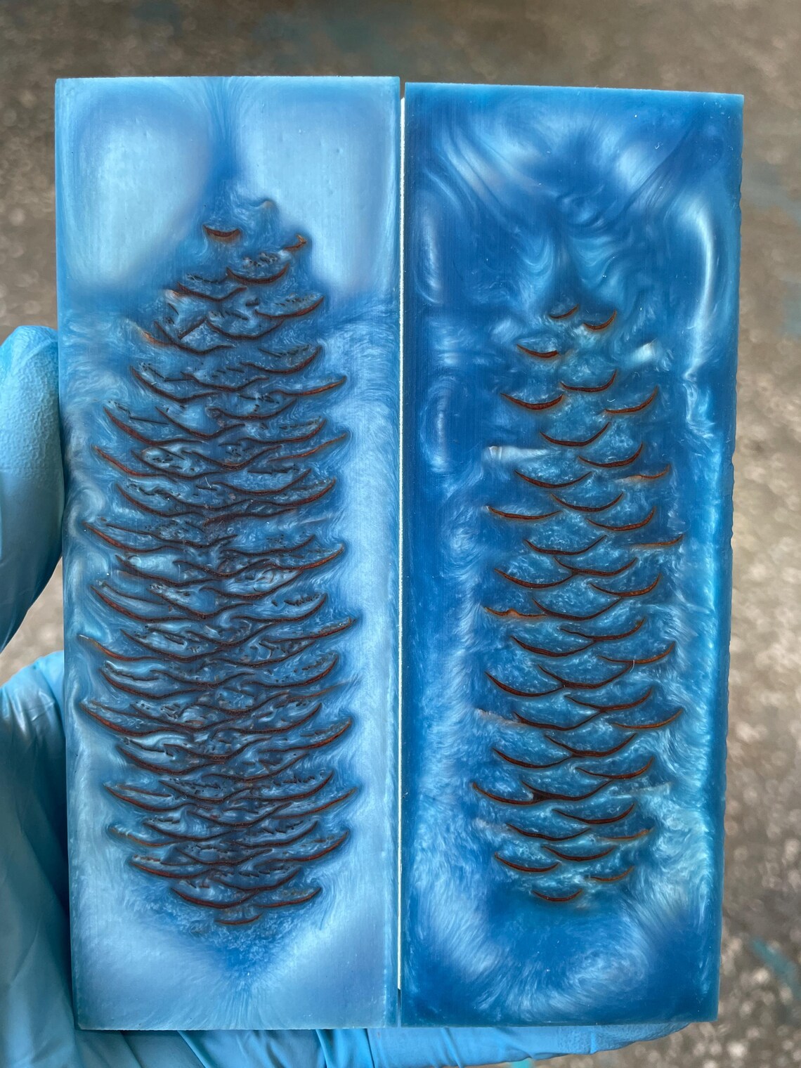 Pinecone in Resin Pine Cone Spruce Stabilized Pair Scales for Handle ...