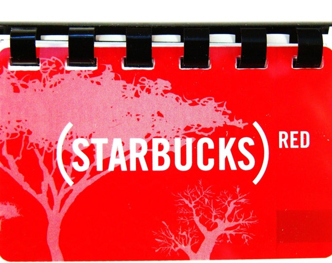 Starbucks ---- RED -- Gift Card ---- Recycled and Repurposed ---- Note ...