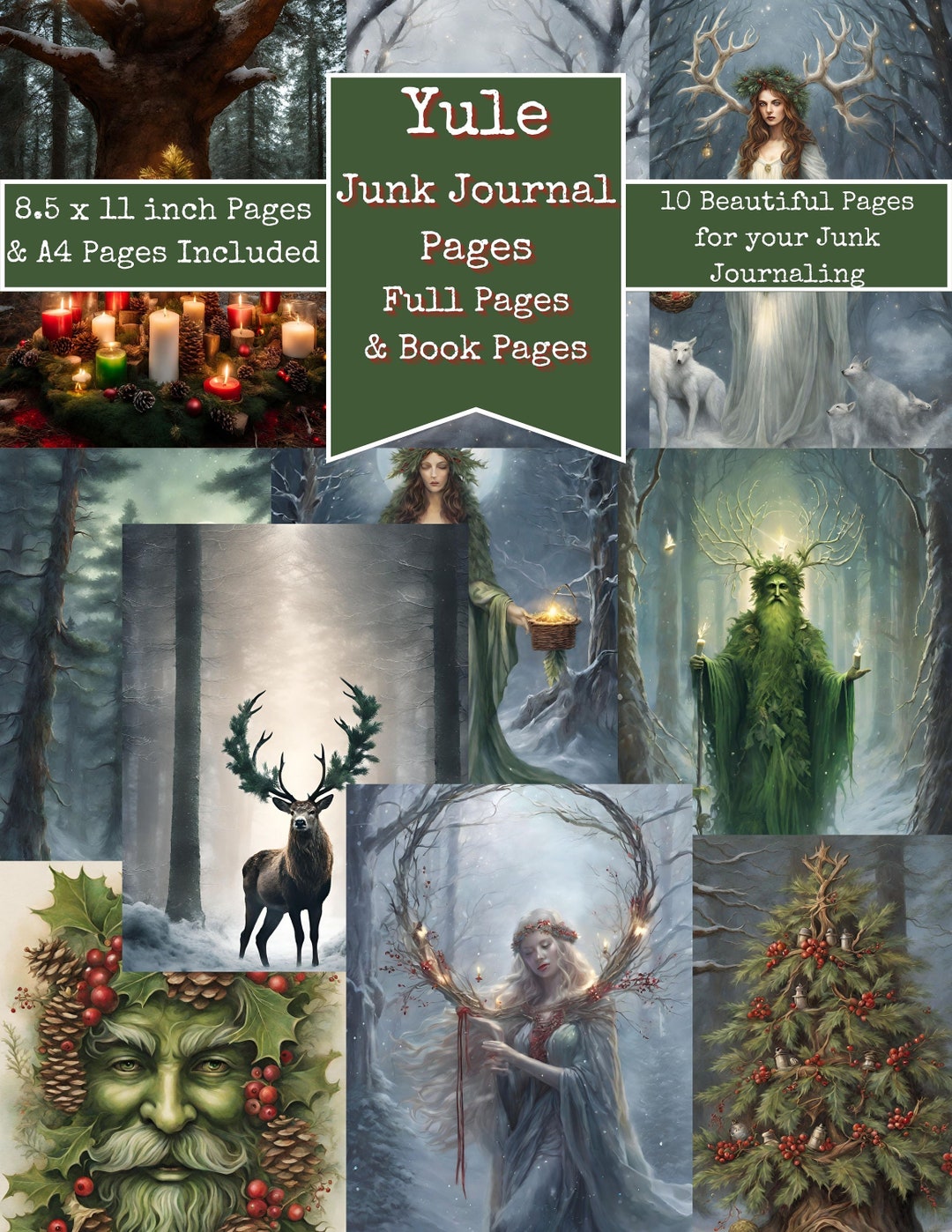 JPG and PDF Yule Junk Journal Pages, Holiday Junk Journal, Printable ...