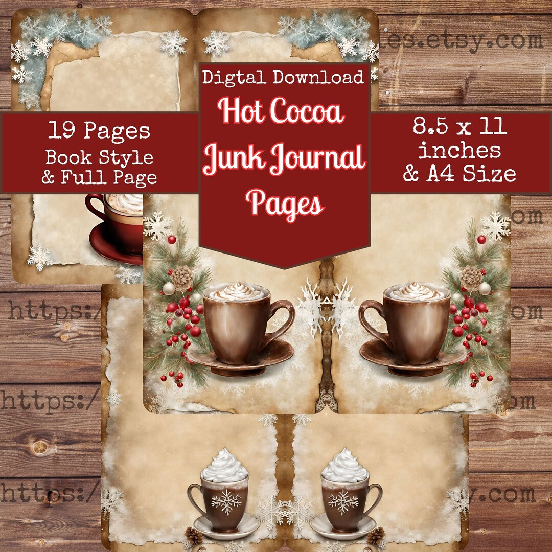 Christmas Journal Pages, Holiday Junk Journal, Printable, Paper, Book ...