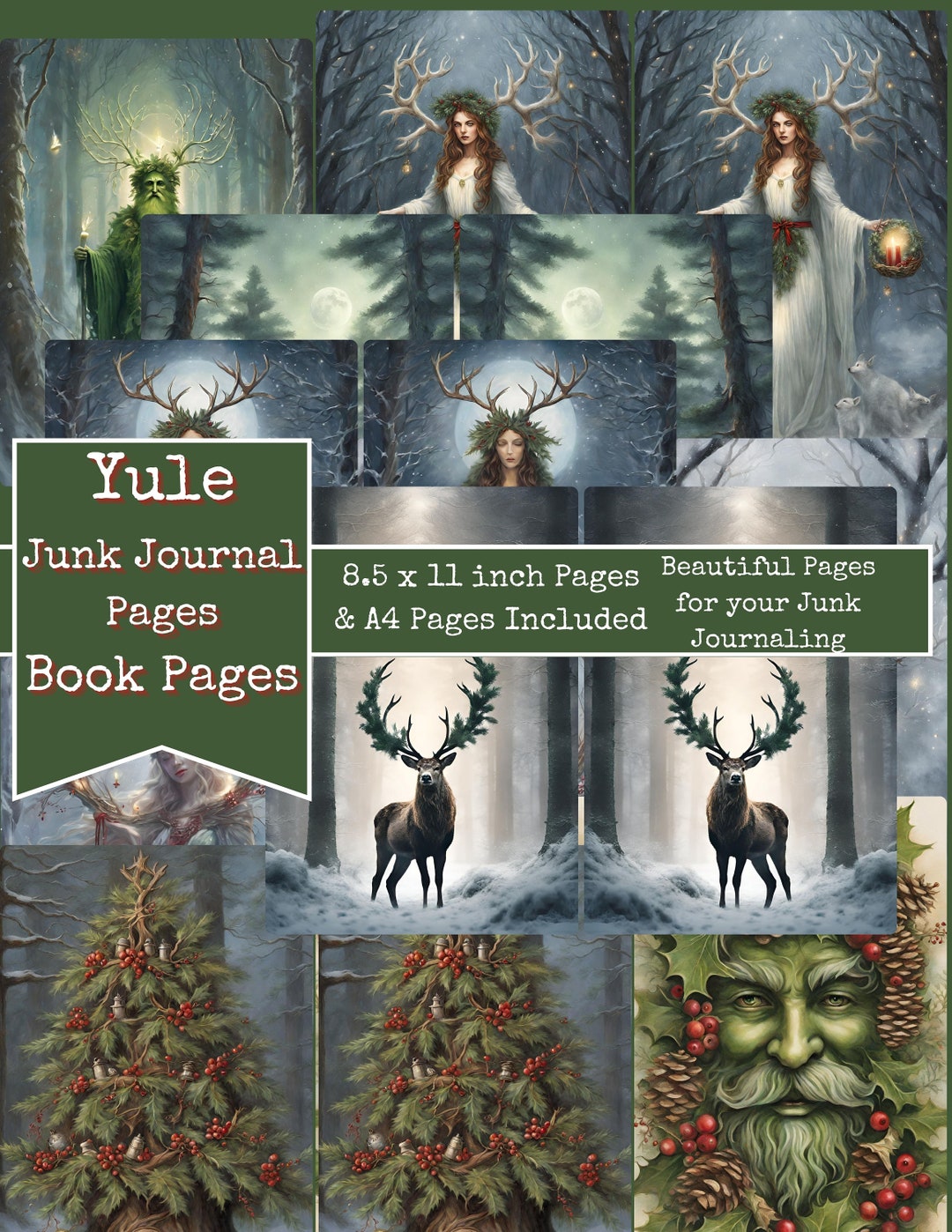 JPG and PDF Yule Junk Journal Pages, Holiday Junk Journal, Printable ...