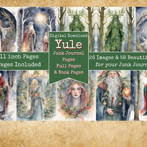 Watercolor Yule Junk Journal Pages, Holiday Junk Journal, Printable ...