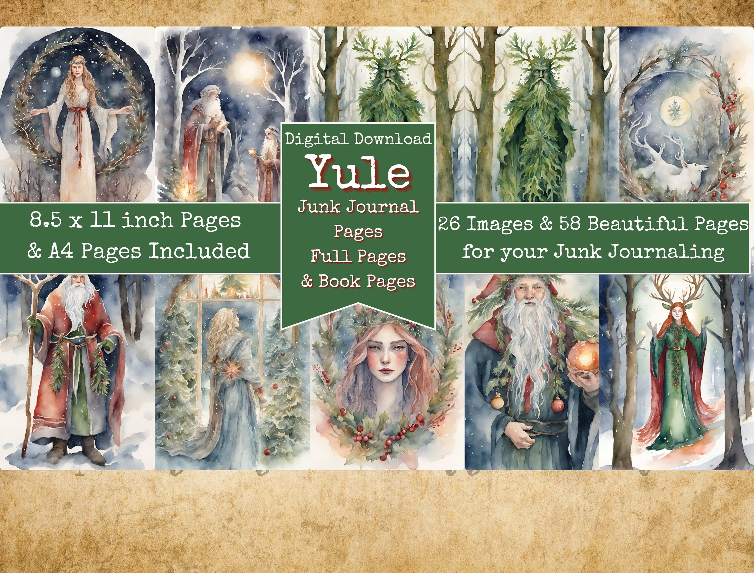 Watercolor Yule Junk Journal Pages, Holiday Junk Journal, Printable ...