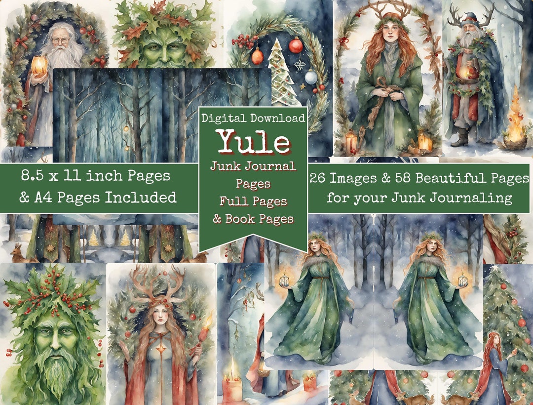 Watercolor Yule Junk Journal Pages, Holiday Junk Journal, Printable ...
