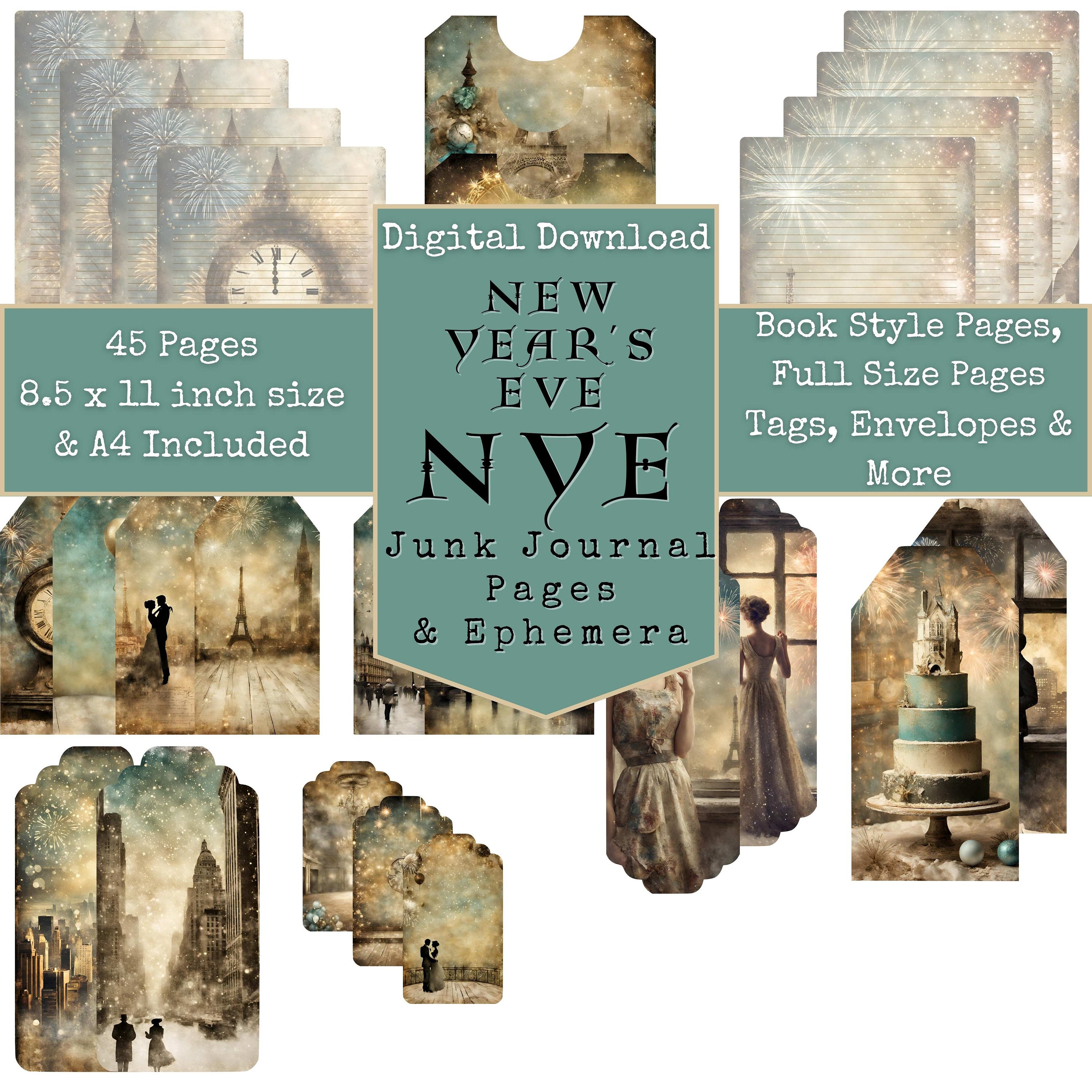 New Year's Eve NYE Journal Pages, Holiday Junk Journal, Printable ...
