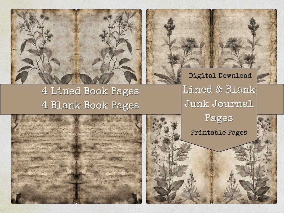 Lined & Blank Journal Pages, Junk Journal, Neutral Parchment, Printable ...