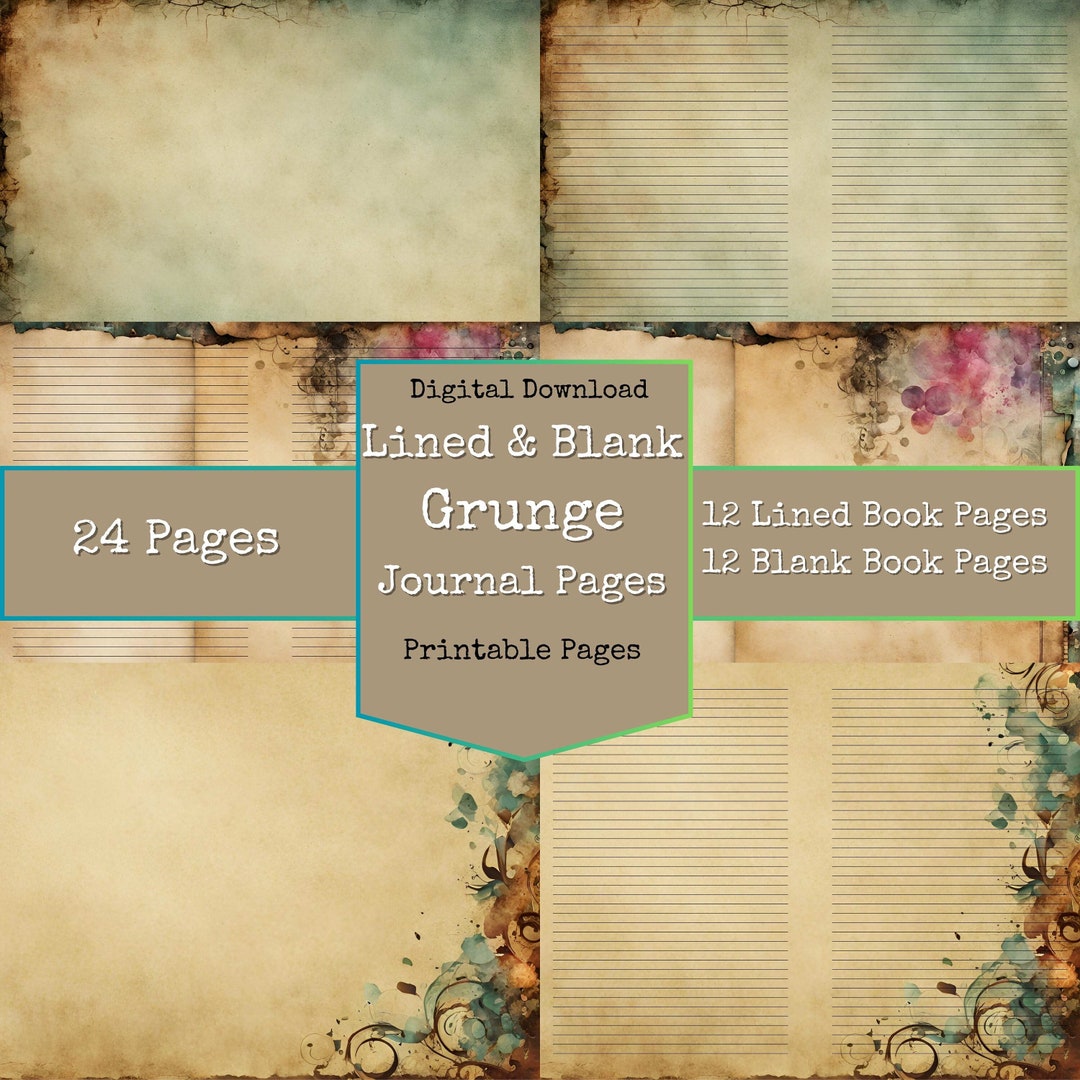 Grunge Journal Pages Lined and Blank Pages, Altered Art, Digital Papers ...