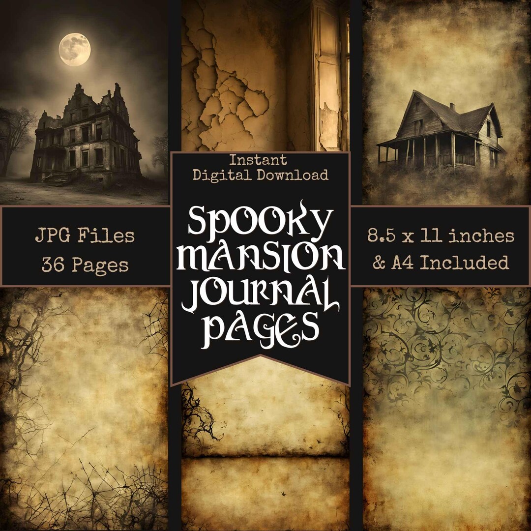 Spooky Vintage Junk Journal Pages Sepia Tone, Halloween Junk Journal ...