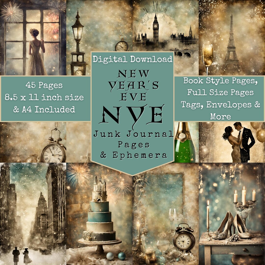 New Year's Eve NYE Journal Pages, Holiday Junk Journal, Printable ...