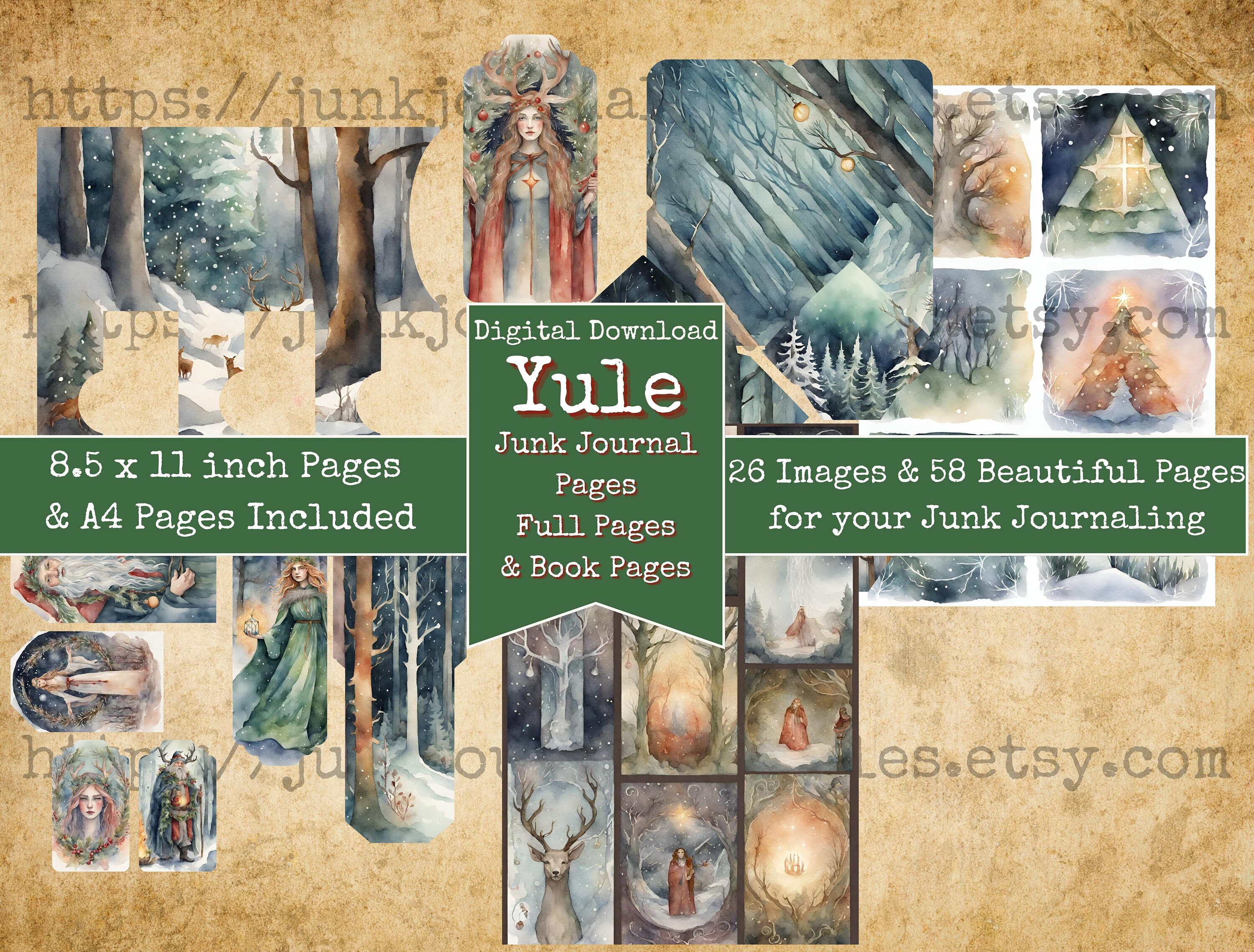 Watercolor Yule Junk Journal Pages, Holiday Junk Journal, Printable ...