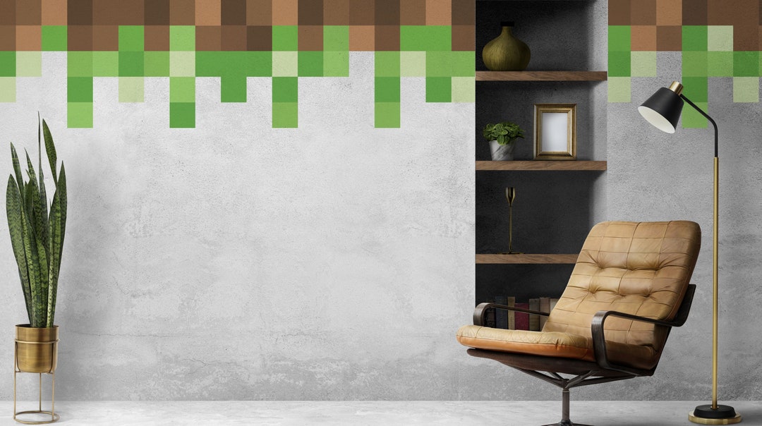 Peel and Stick Minecraft Wall Decal Pixel Art Wall Sticker Study Room ...