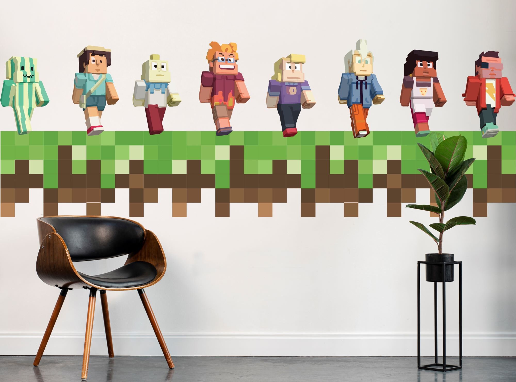 Peel and Stick Minecraft Wall Decal Nintendo Games Wall Sticker Kid ...
