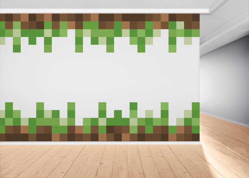 Peel and Stick Minecraft Wall Decal Pixel Art Wall Sticker Study Room ...