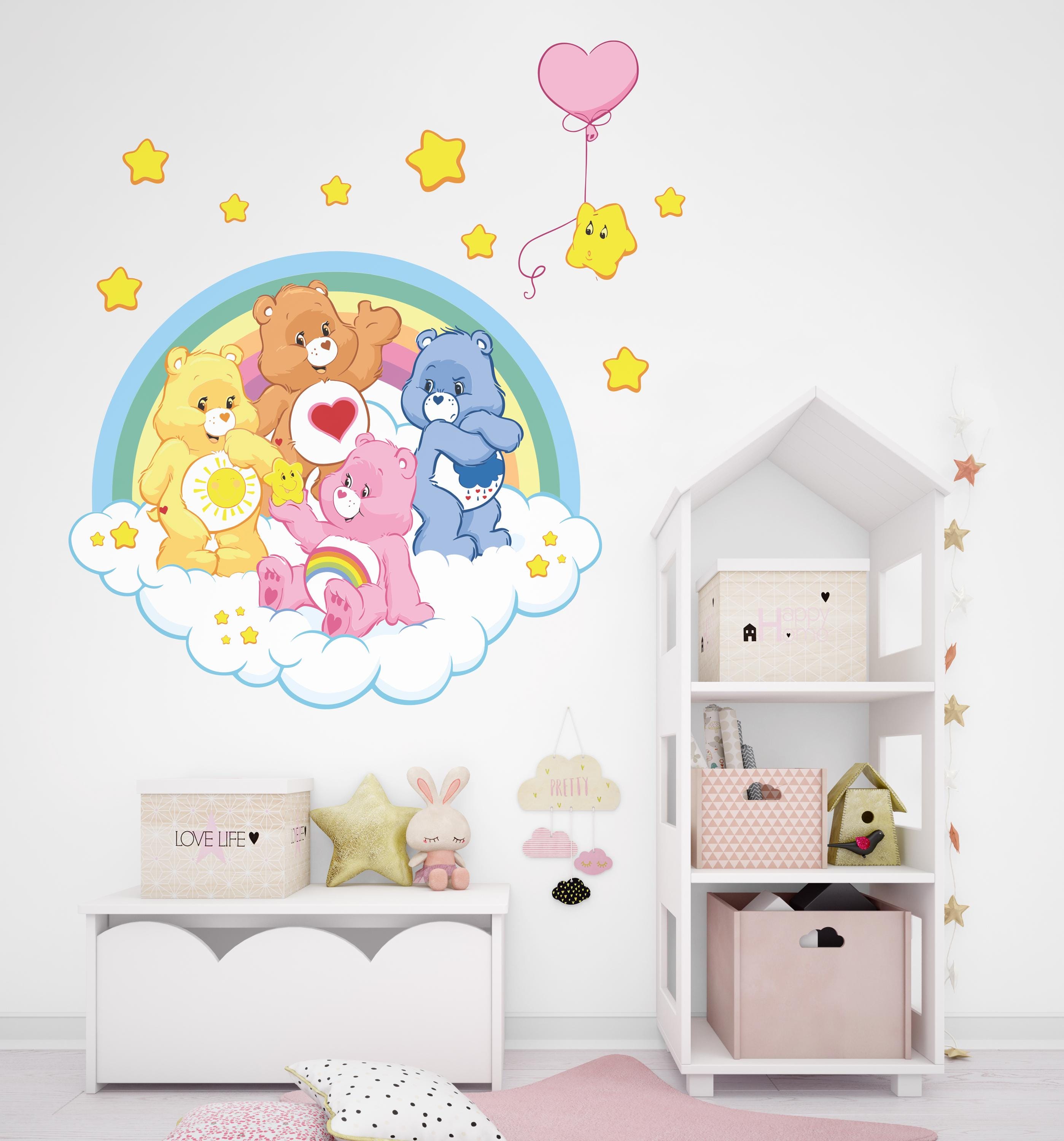 Peel and Stick Care Bear Wall Decal Cartoon Wall Sticker for Study Room ...