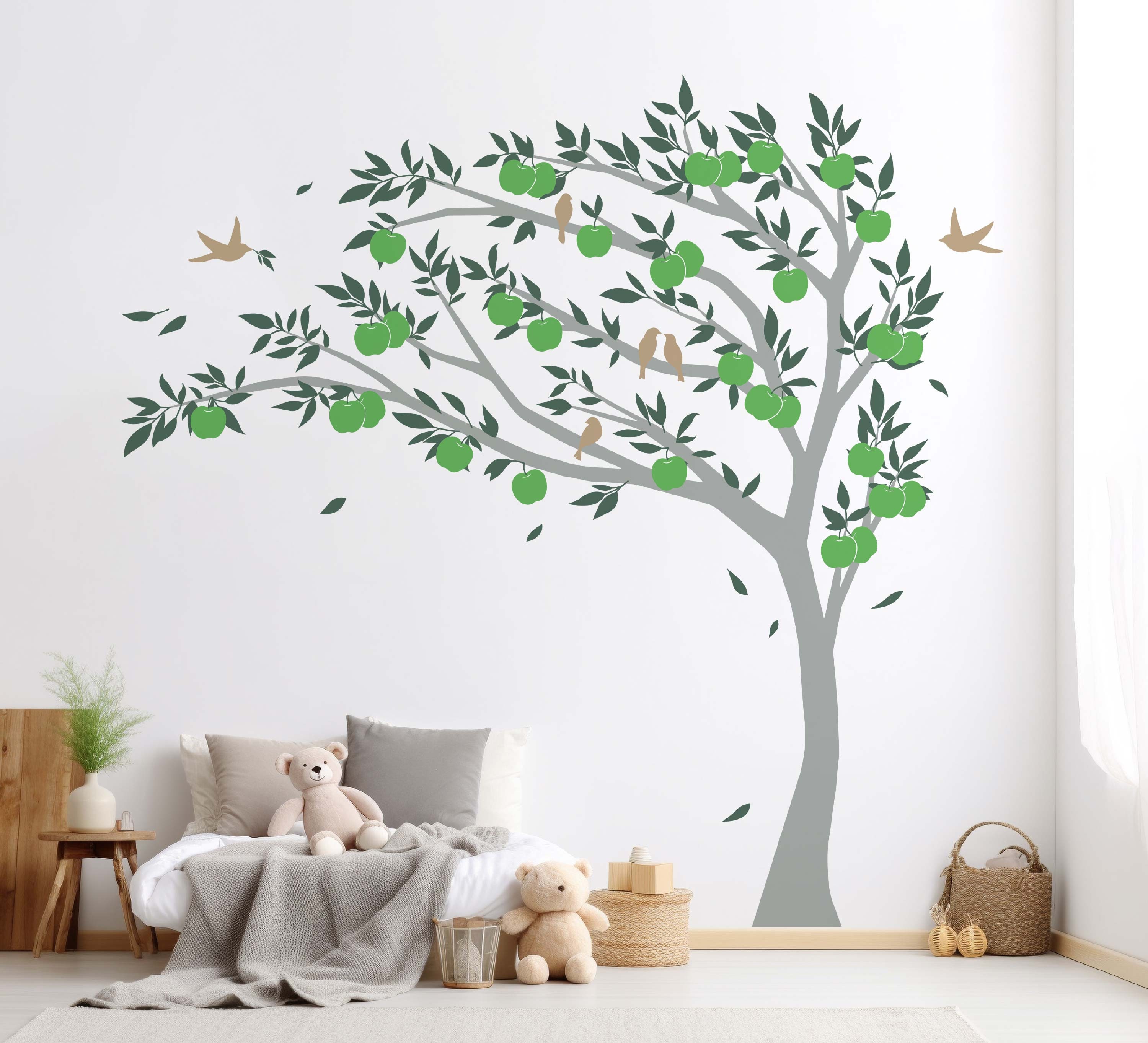 Peel and Stick Red Apple Tree Wall Decal Tree Wall Art Apple Wall ...