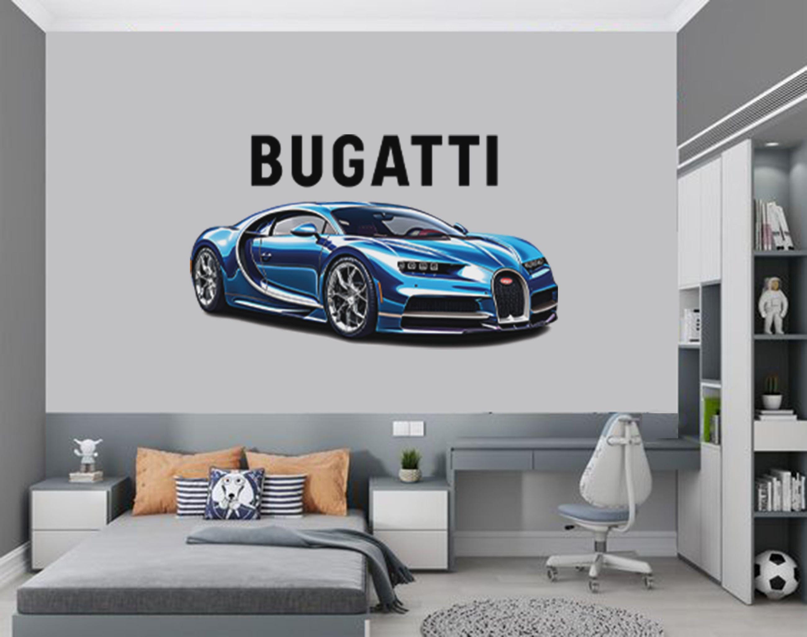 Peel and Stick Bugatti Chiron Wall Decal Super Car Wall Sticker Racing ...