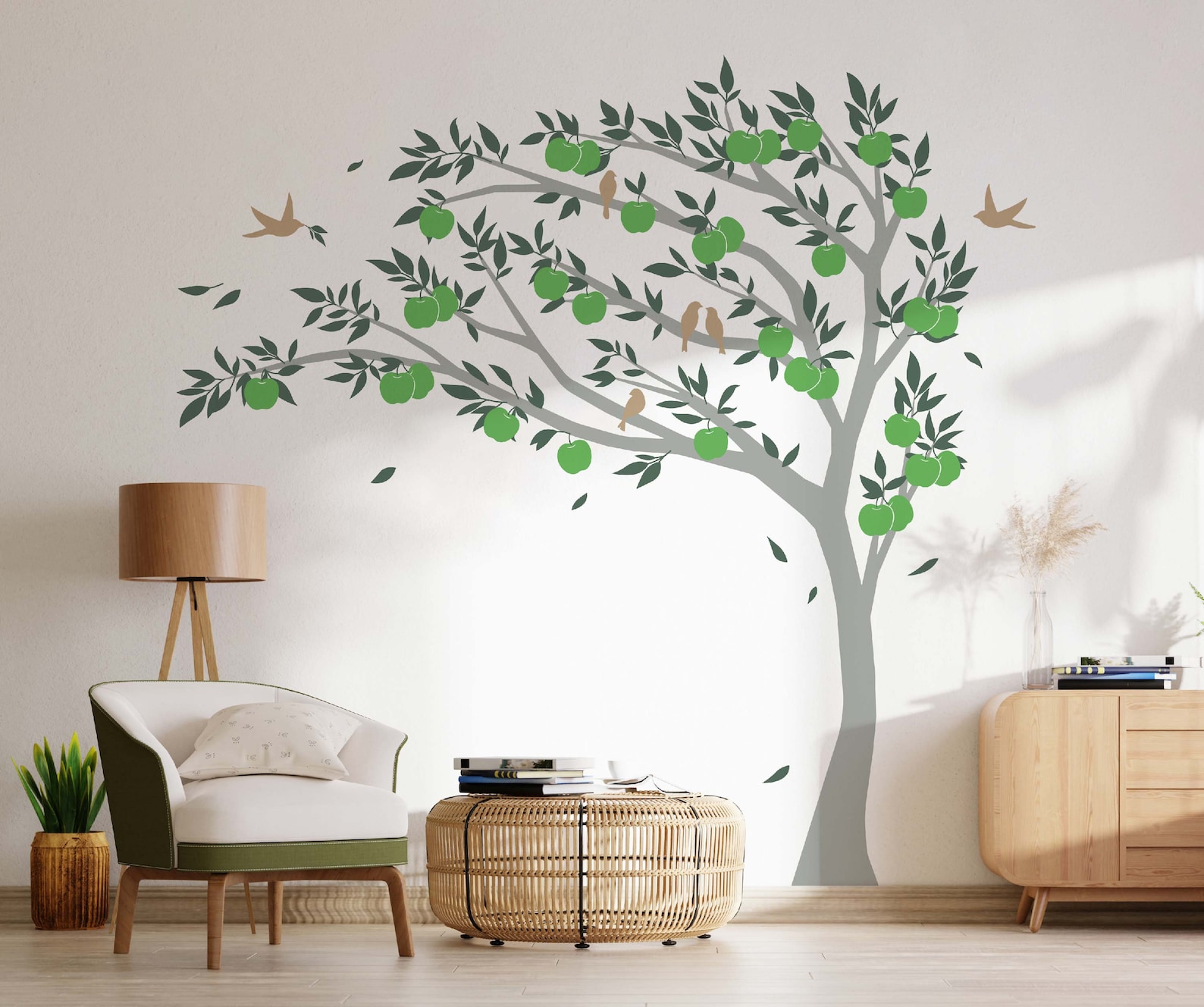 Peel and Stick Red Apple Tree Wall Decal Tree Wall Art Apple Wall ...