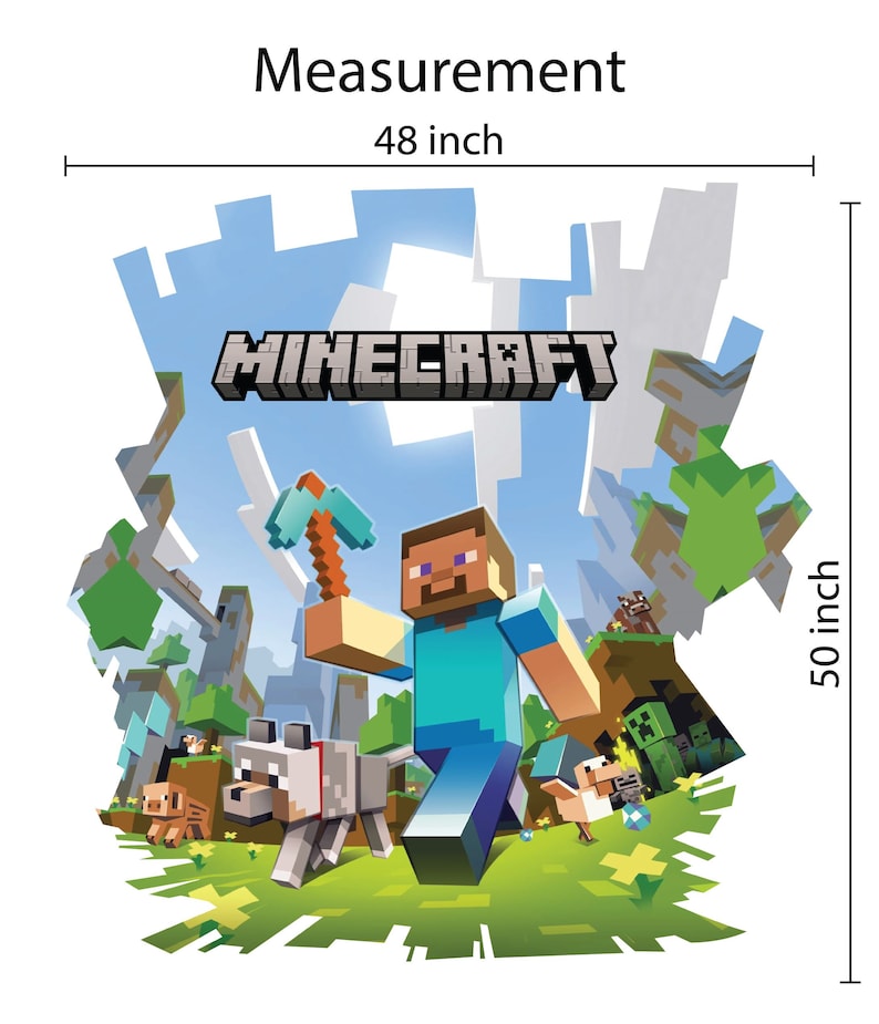 Peel and Stick Minecraft Wall Decal Pixel Art Wall Sticker Boy Room ...