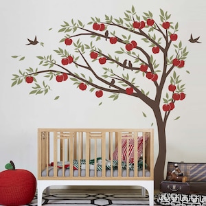 Peel and Stick Red Apple Tree Wall Decal Tree Wall Art Apple Wall ...