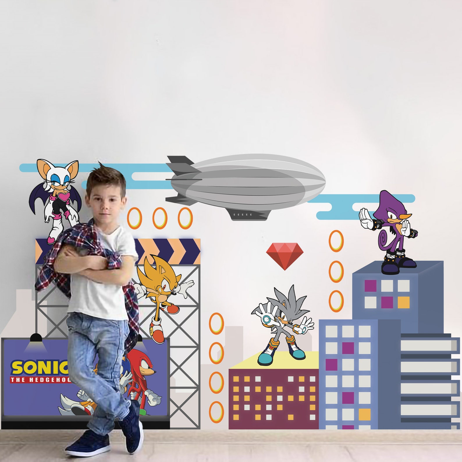 Removable Super Sonic Wall Decal Knuckles Wall Sticker Amy Rose Wall ...
