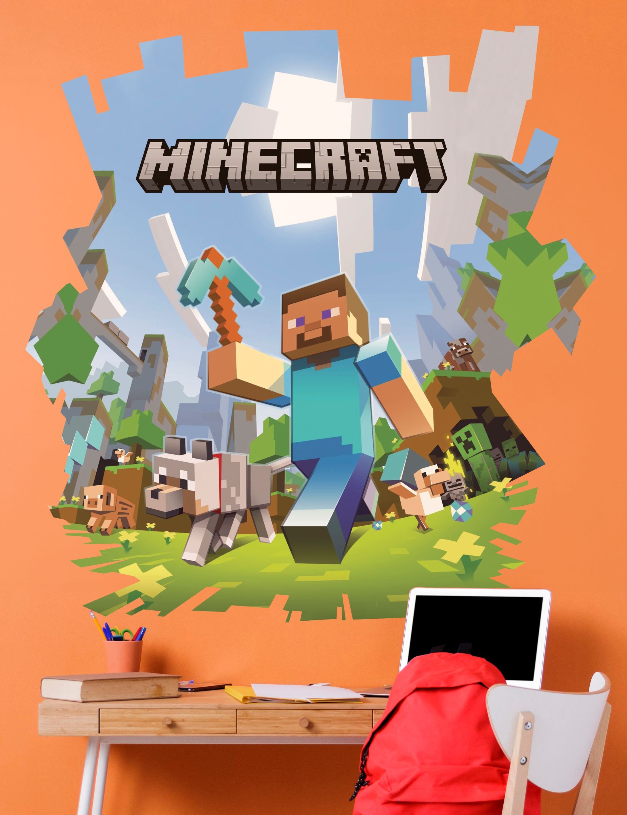 Peel and Stick Minecraft Wall Decal Pixel Art Wall Sticker Boy Room ...