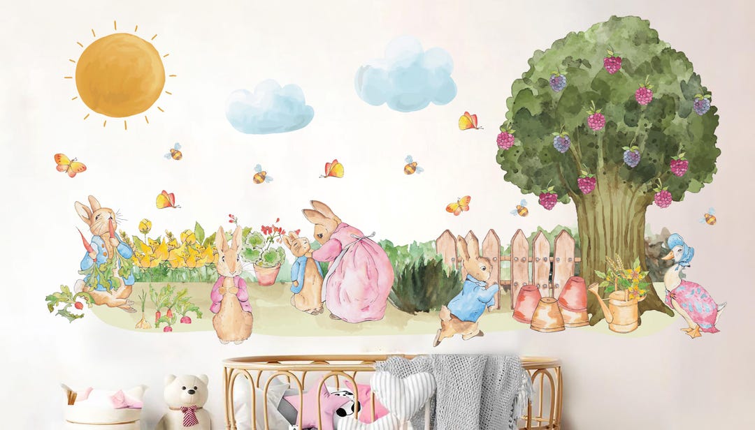 Removable Vinyl Rabbit Family Wall Decal Peter Wall Sticker Play Room ...