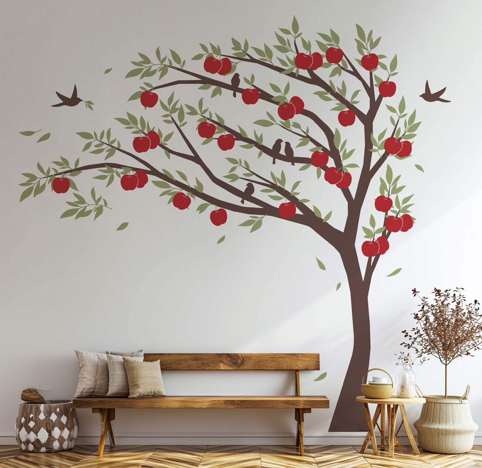 Peel and Stick Red Apple Tree Wall Decal Tree Wall Art Apple Wall ...
