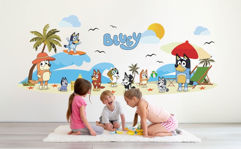 Bluey Wall Decal Famous Cartoon Wall Sticker Nursery Room Decor ...