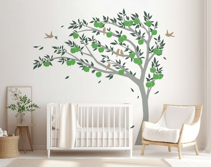 Peel and Stick Red Apple Tree Wall Decal Tree Wall Art Apple Wall ...