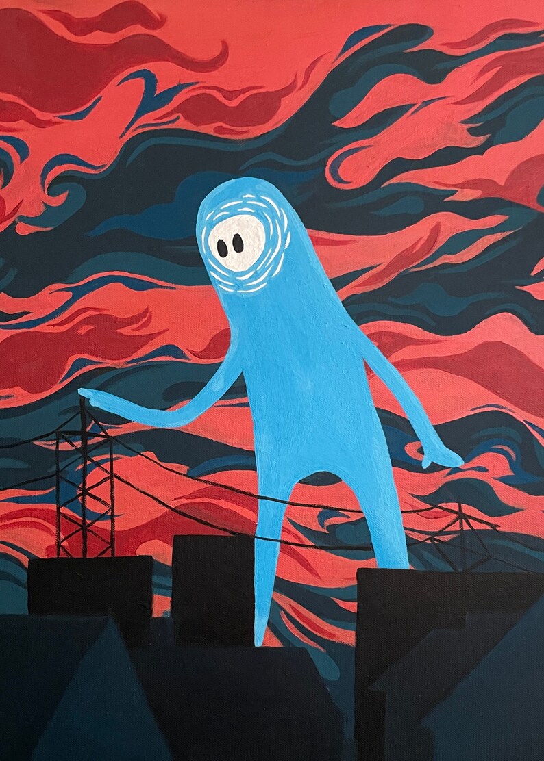 A Curious Giant - 8”x10” Matte Art Print From a Whimsical Handmade ...