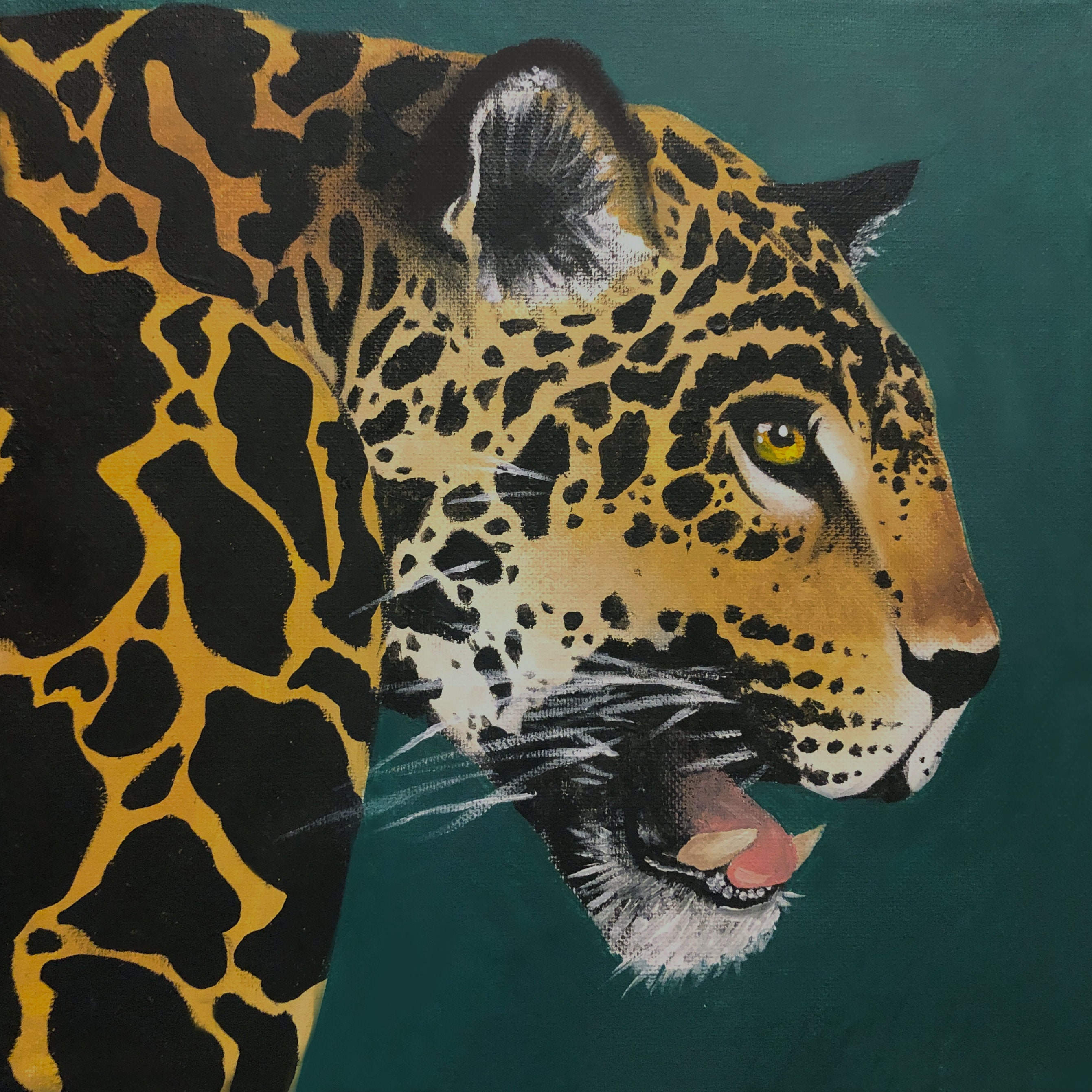 Prowling Jaguar - 8”x8” Matte Art Print From a Striking Handmade ...