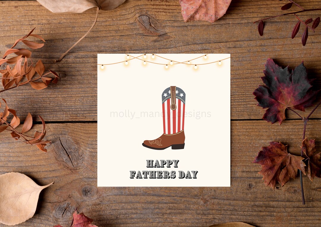 Fathers Day Country Cards - Cowboy - Western - Nashville - Square Matte ...