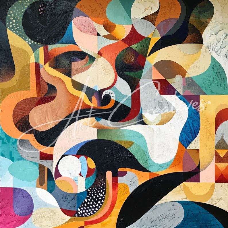 Abstract Organic Shapes Digital Art. Colorful Flowing Forms. Digital Download. - Etsy