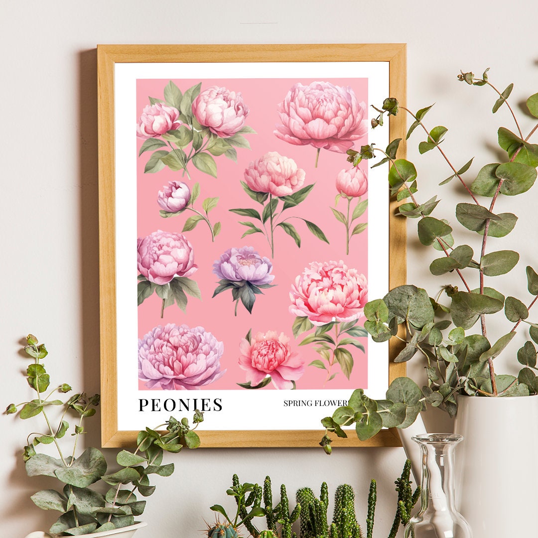 Spring Flower Set of 4, Floral Wall Arts,peony ,sunflower, Tulips ...