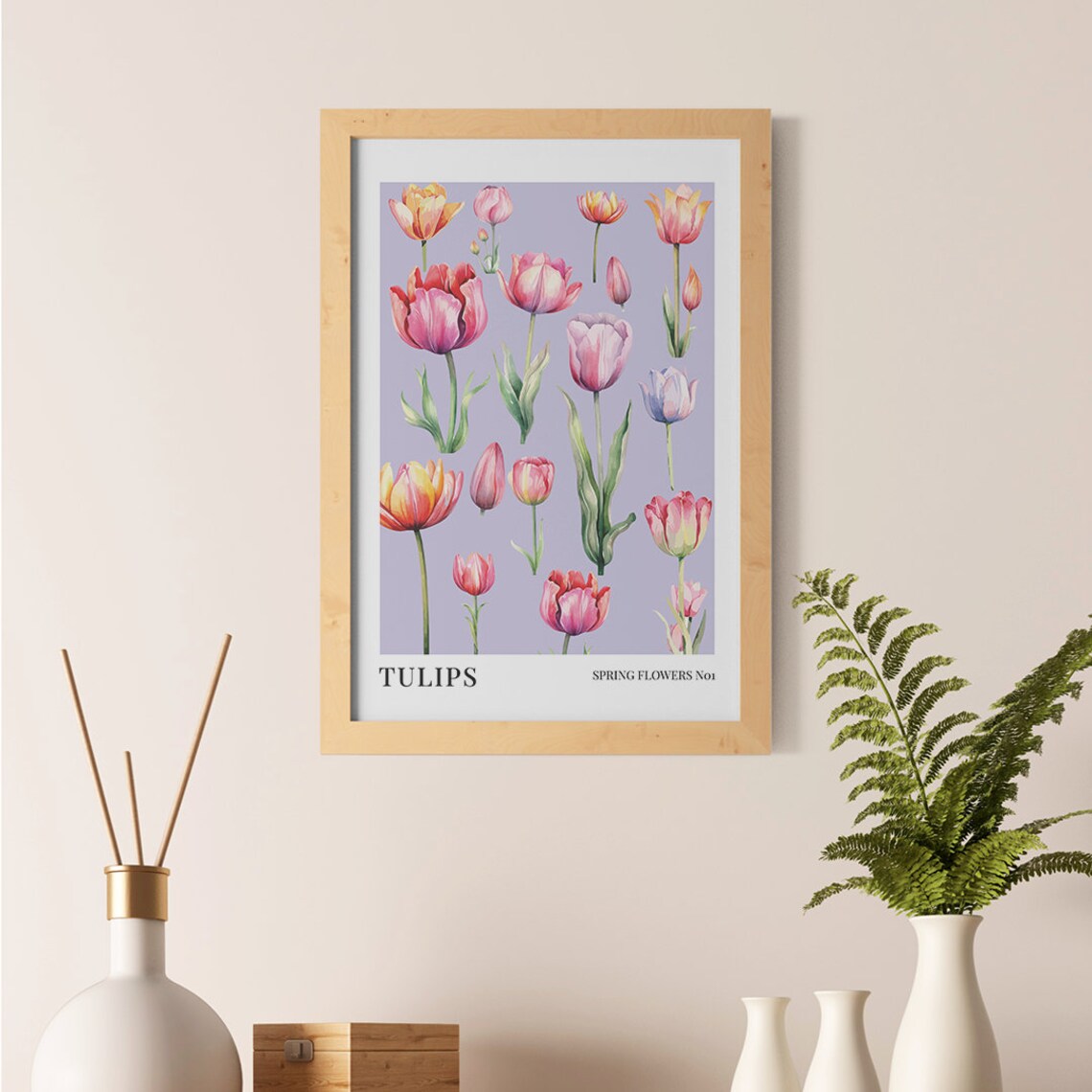 Spring Flower Set of 4, Floral Wall Arts,peony ,sunflower, Tulips ...
