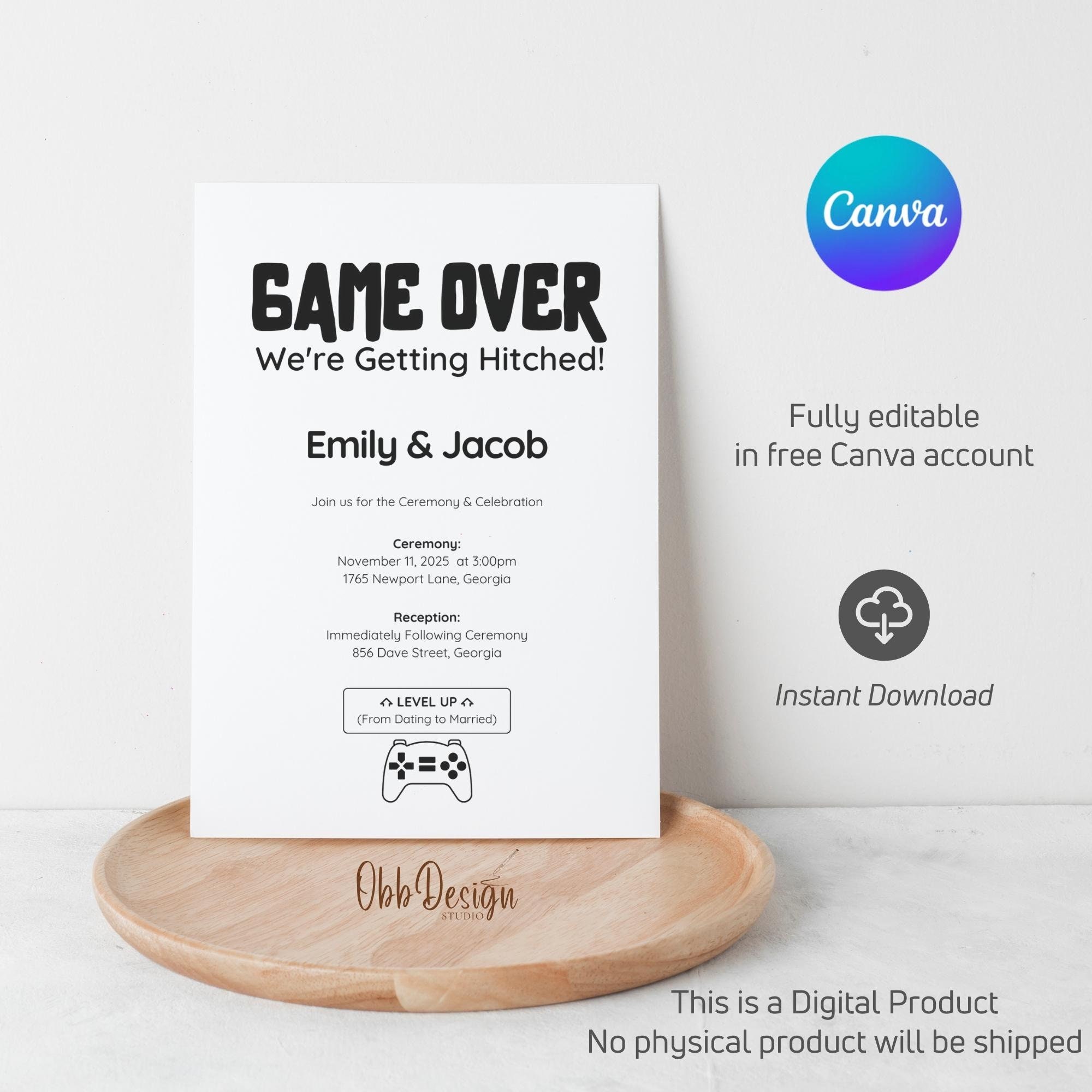 Game Over Invitation Suite Template, Hilarious Wedding Invitation ...