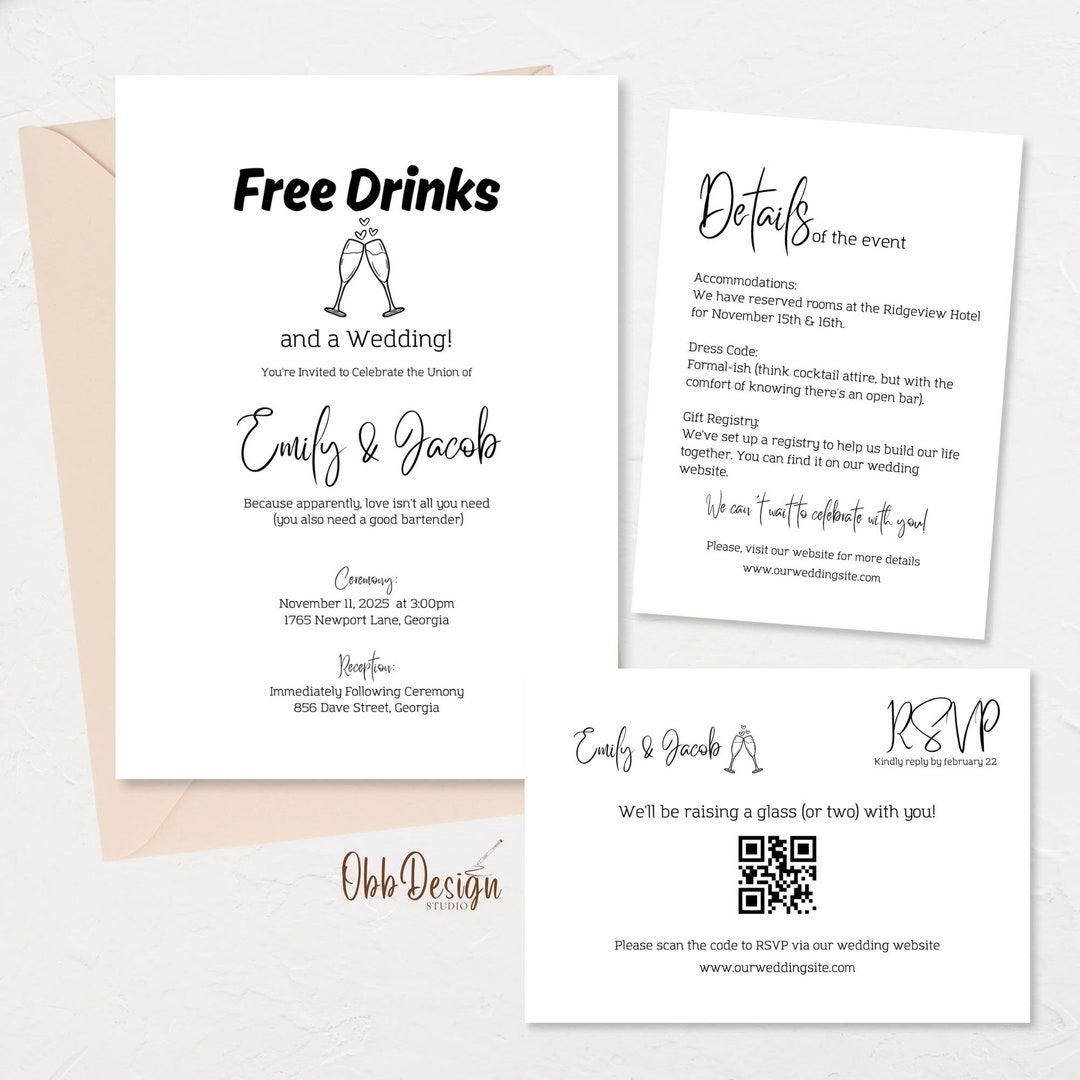 Funny Wedding Invitation Suite Template, Hilarious Wedding Invitation ...